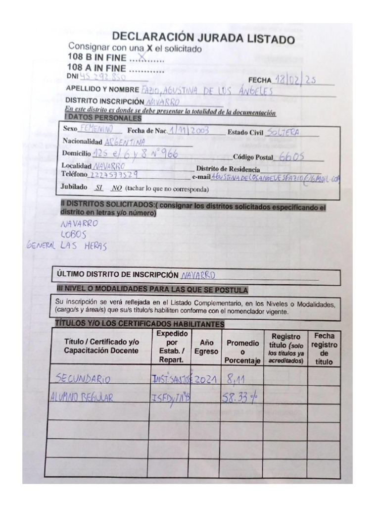 Documentación Listado 108 B in Fine | PDF