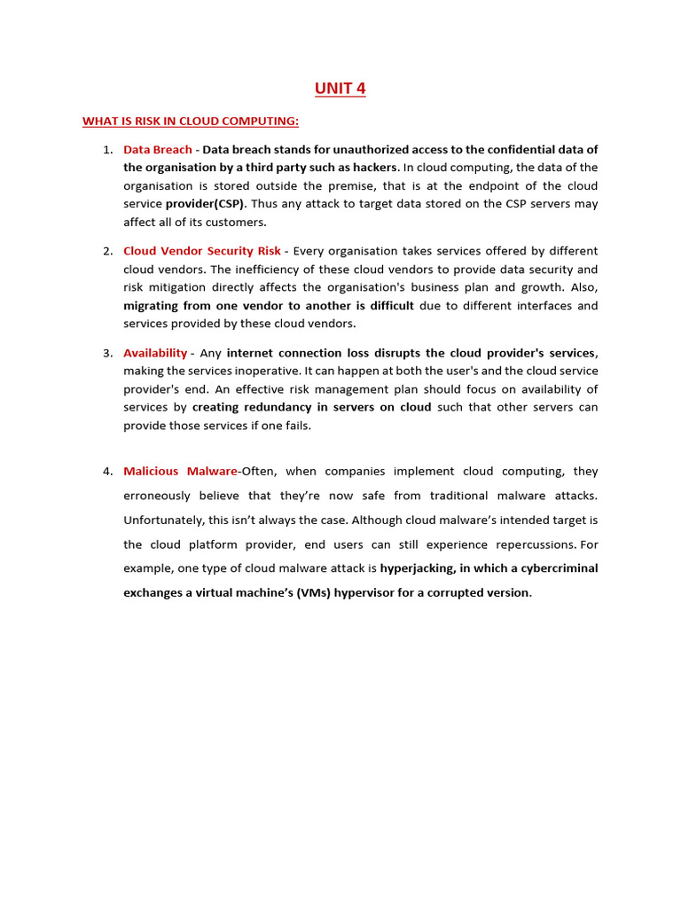 UNIT 4 | PDF | Cloud Computing | Security