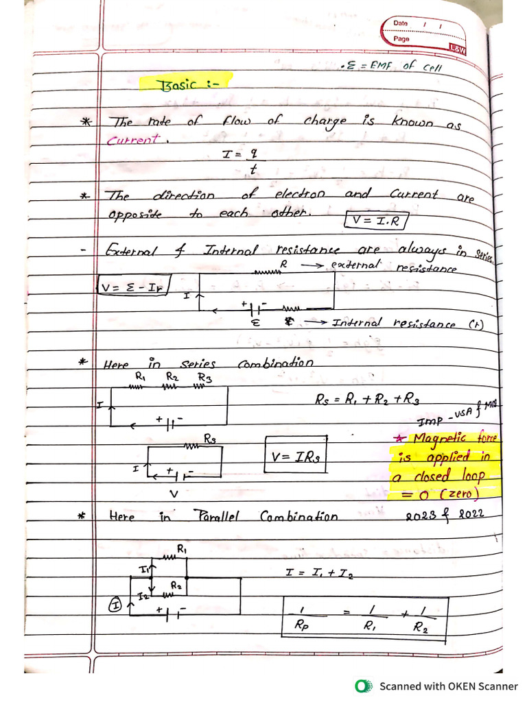 Current Electricity Complete Theory With Numericals | PDF