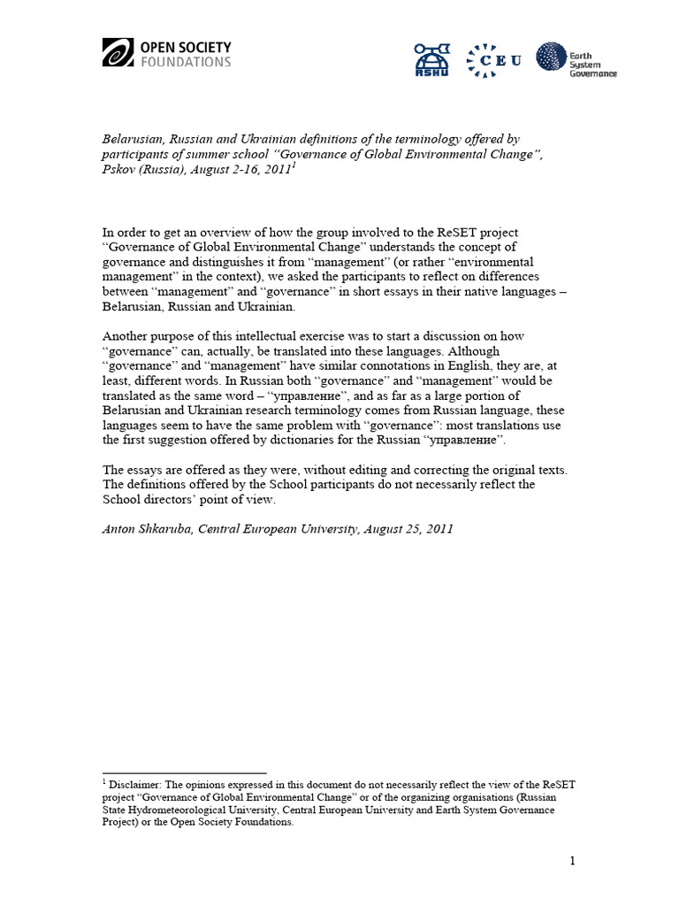 ReSET Governance Vs Management Terminology | PDF