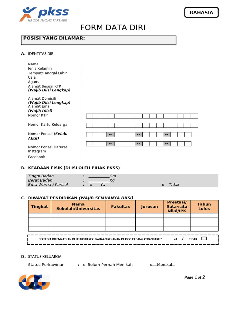 Form Data Diri - Master | PDF