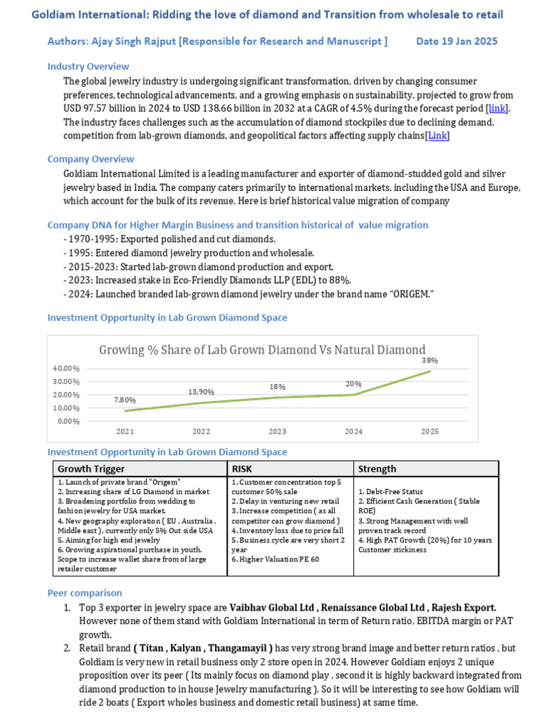 Goldiam's Shift to Retail Jewelry Market | PDF | Diamond | Retail