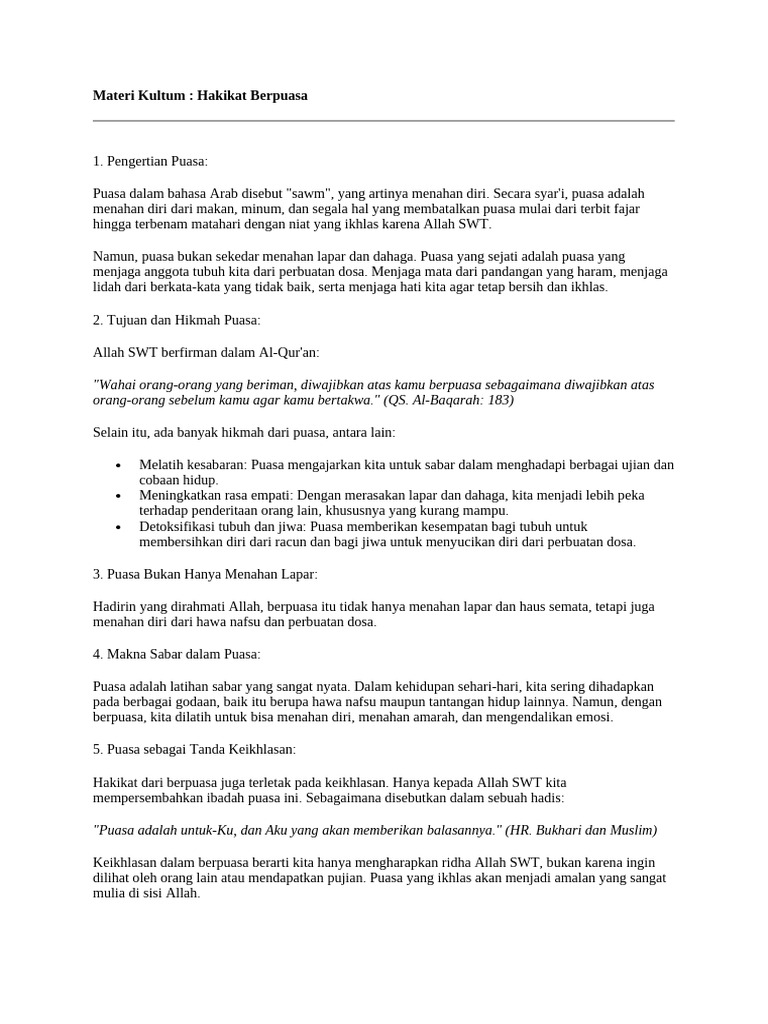 Materi Kultum | PDF