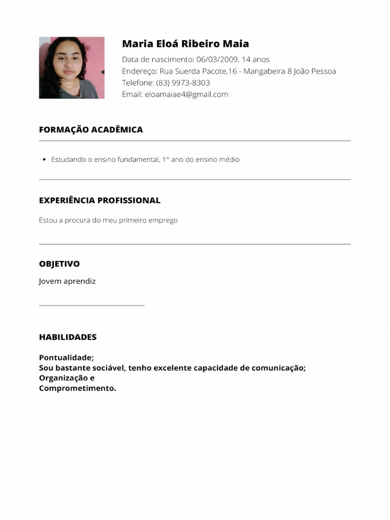 Currículo Simples Profissional | PDF