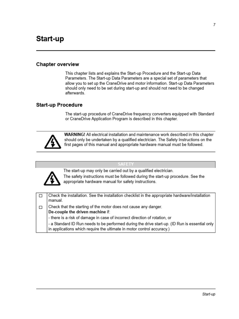 ACS800 Start-up Procedure Guide | PDF | Power Inverter | Electric Motor