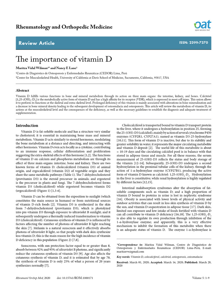 Importancia de vit D Vidal 2020 | PDF | Vitamin D