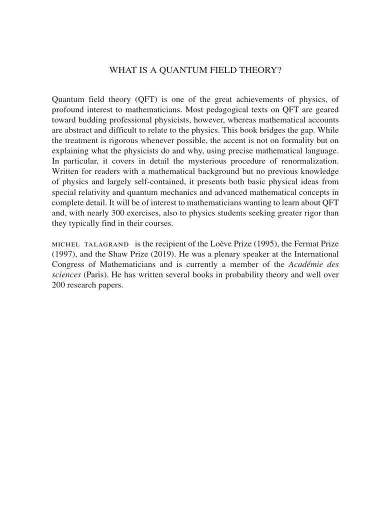 Michel Talagrand - What Is A Quantum Field Theory - A First ...