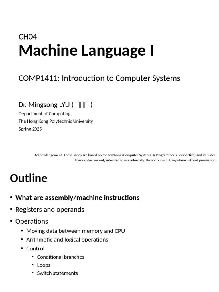 CH04-Machine Language I (1) | PDF | Computer Program | Programming