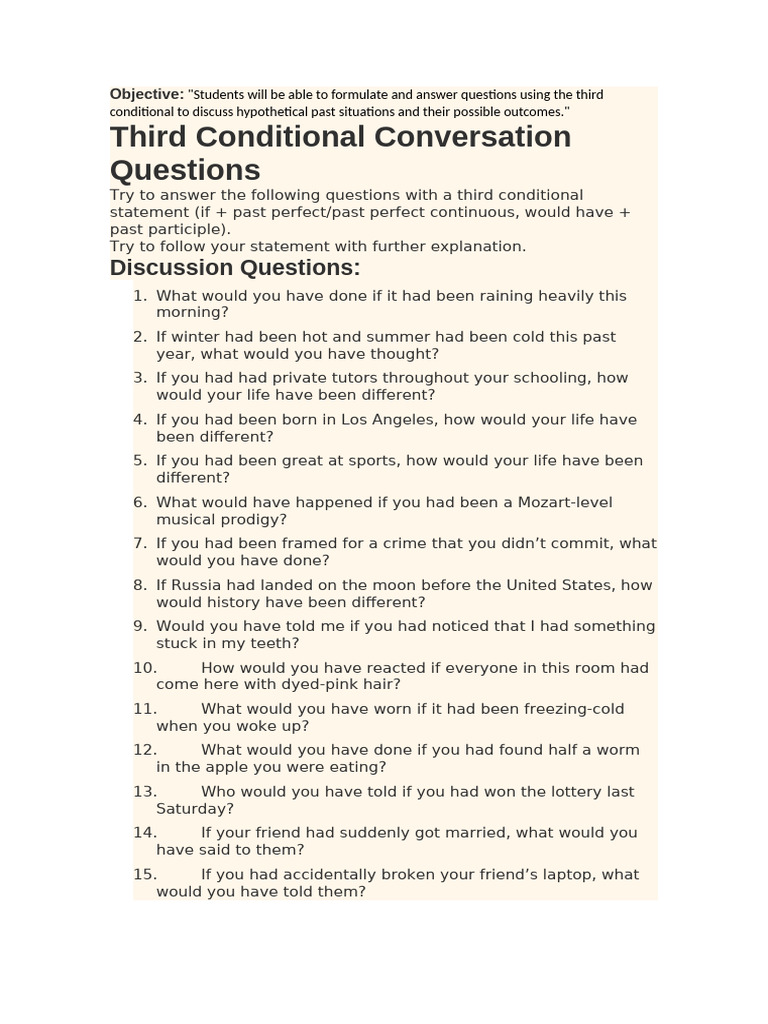 Questions Third Conditional | PDF