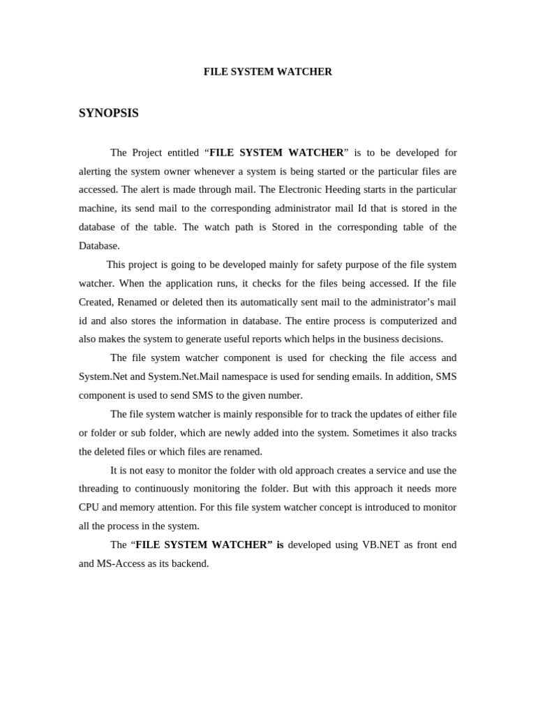 FILE SYSTEM WATCHER | PDF | Computer File | Databases