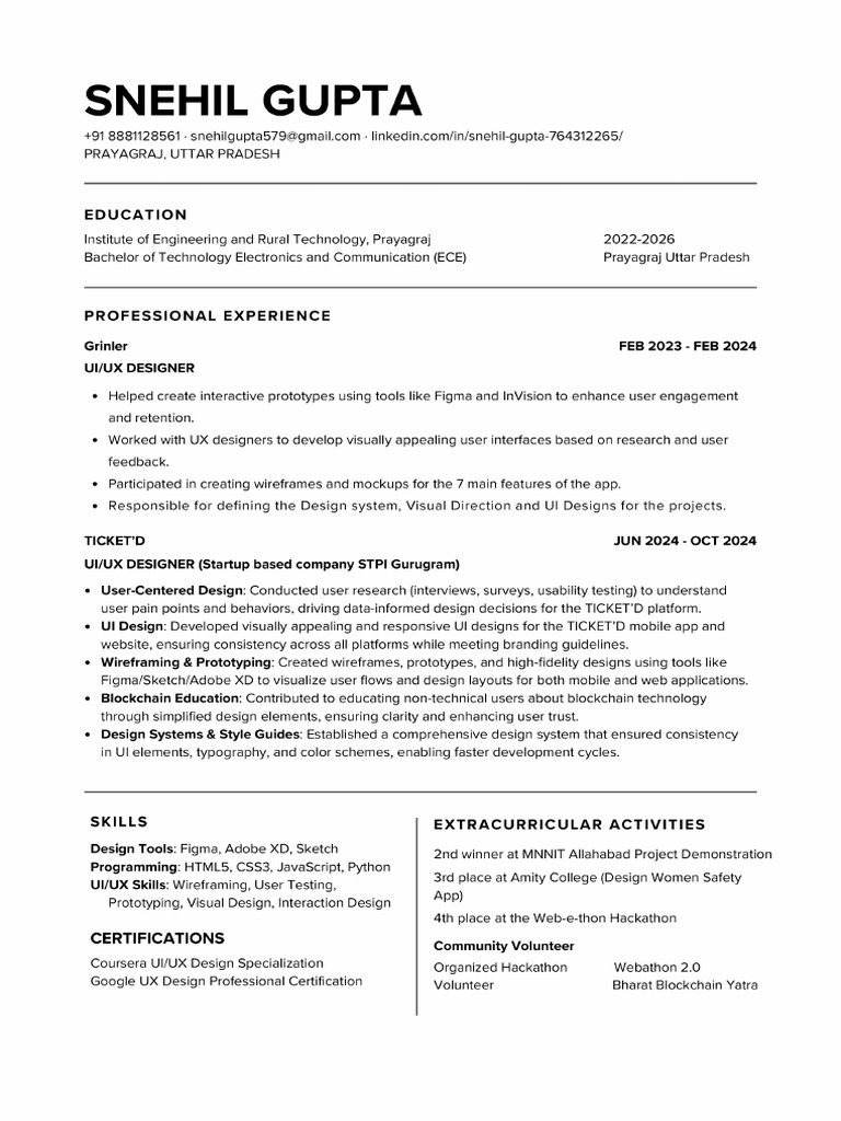 Snehil Gupta Resume | PDF