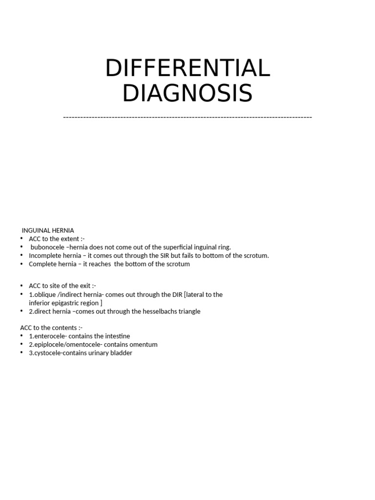 Differential Diagnosis | PDF