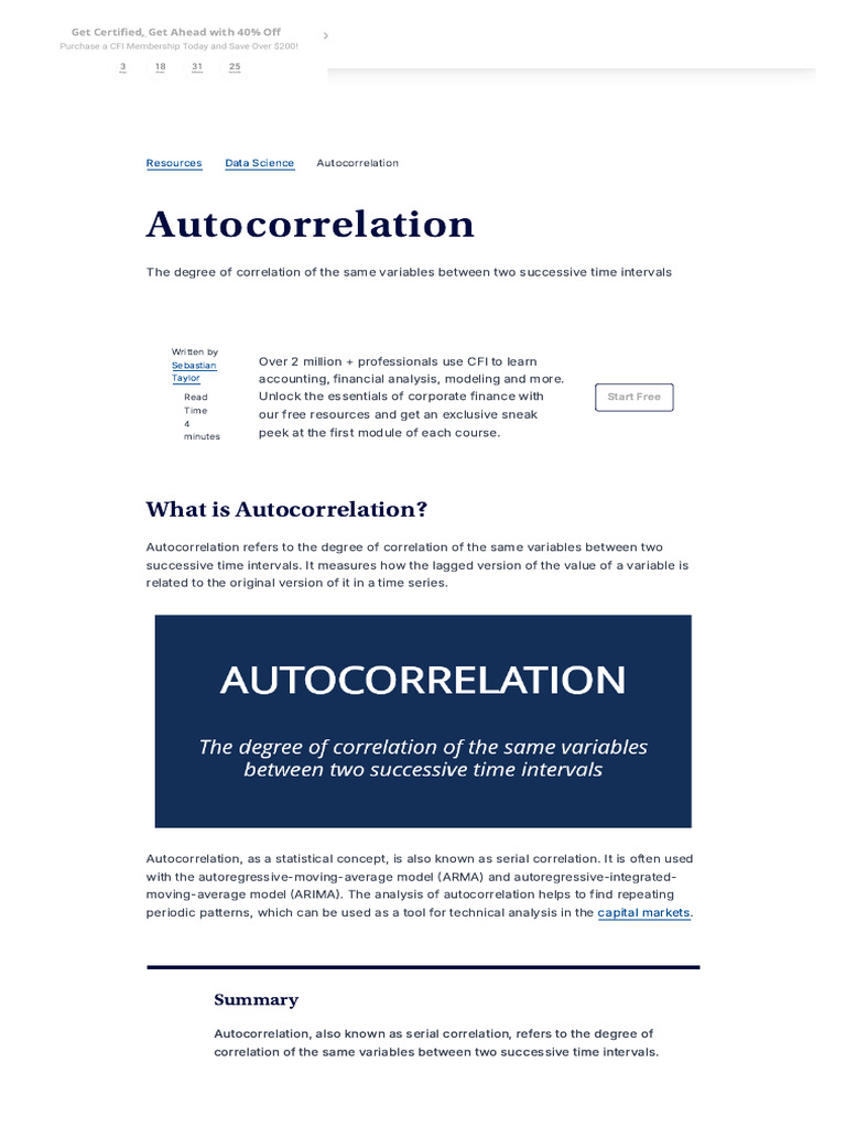 Autocorrelation - Overview, How It Works, And Tests | PDF ...