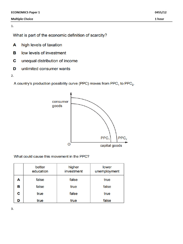 ECONOMICS Paper 1 (IGII) | PDF