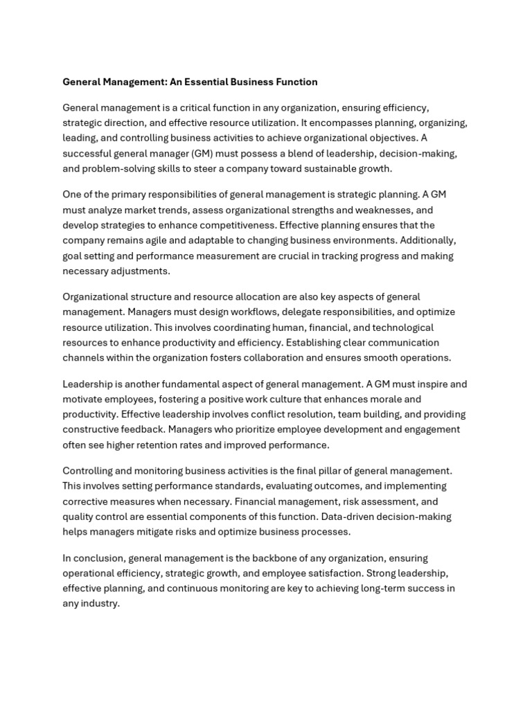 General Management | PDF