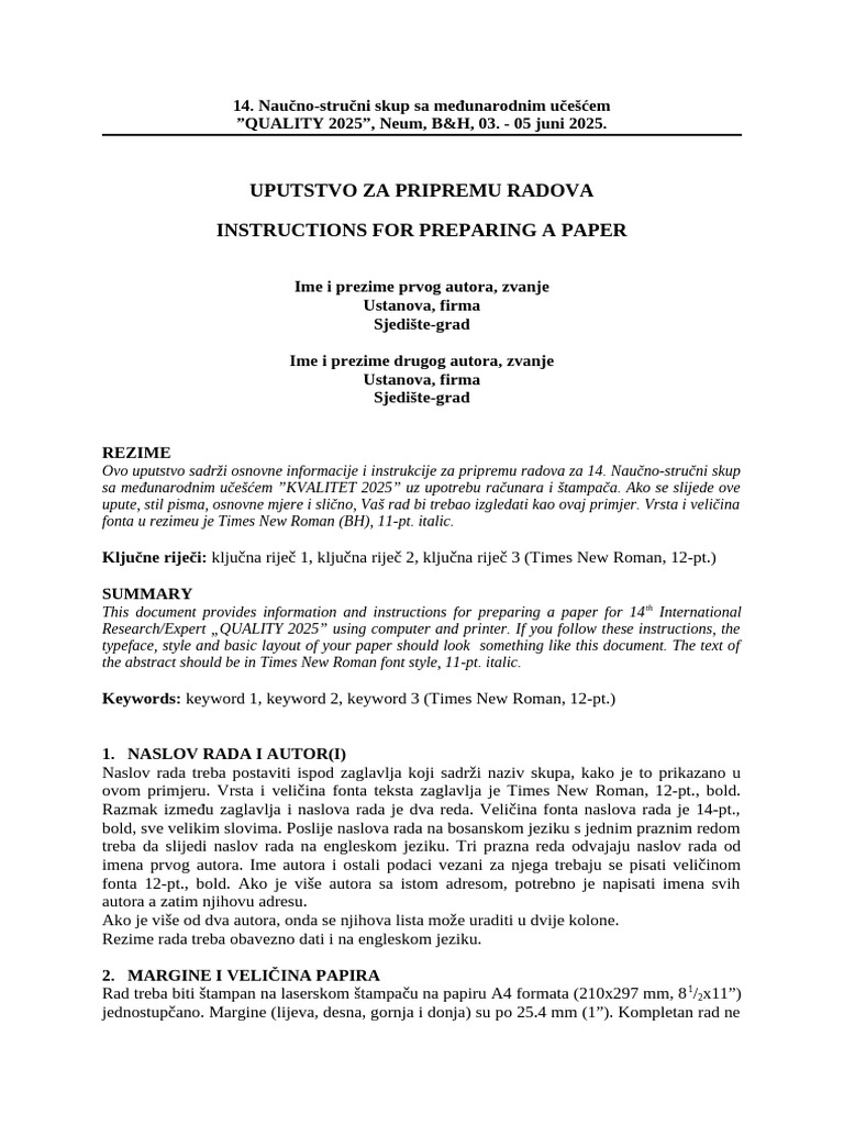 Uputstvo Za Pisanje Radova | PDF