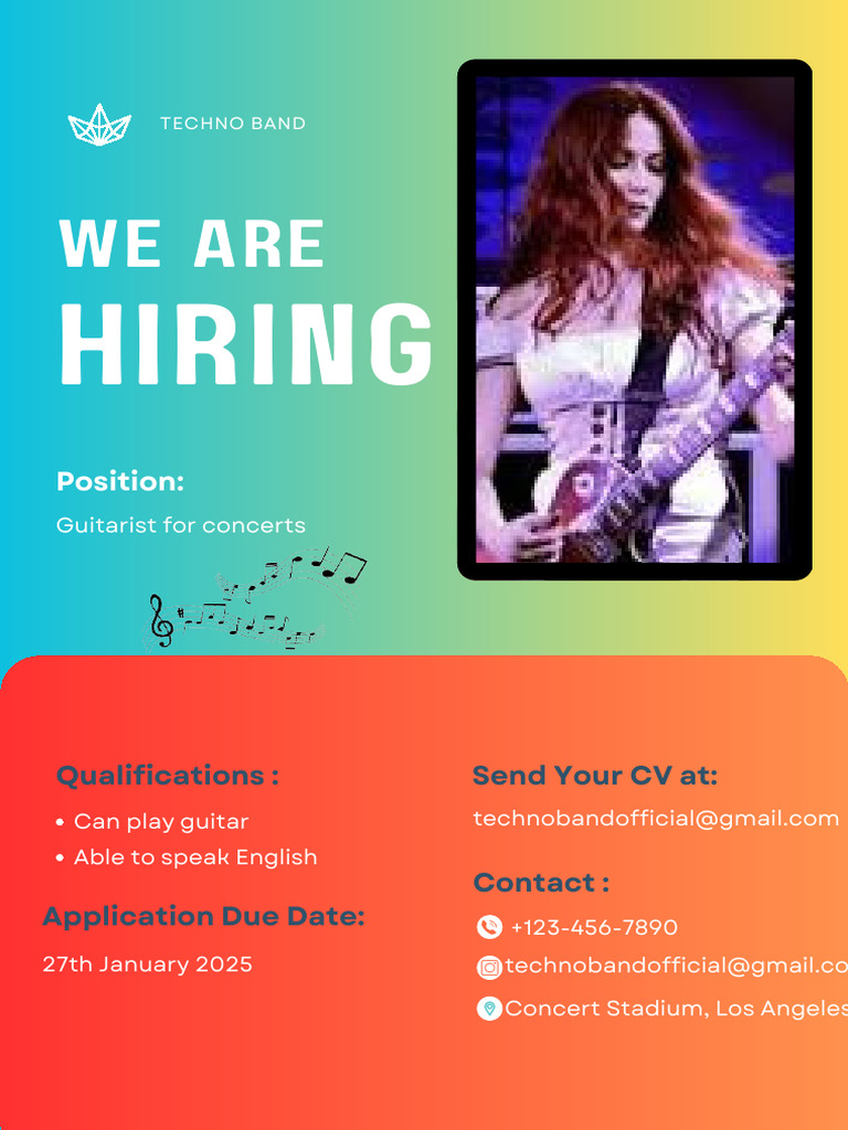 Guitarist Wanted for Techno Band Concert | PDF