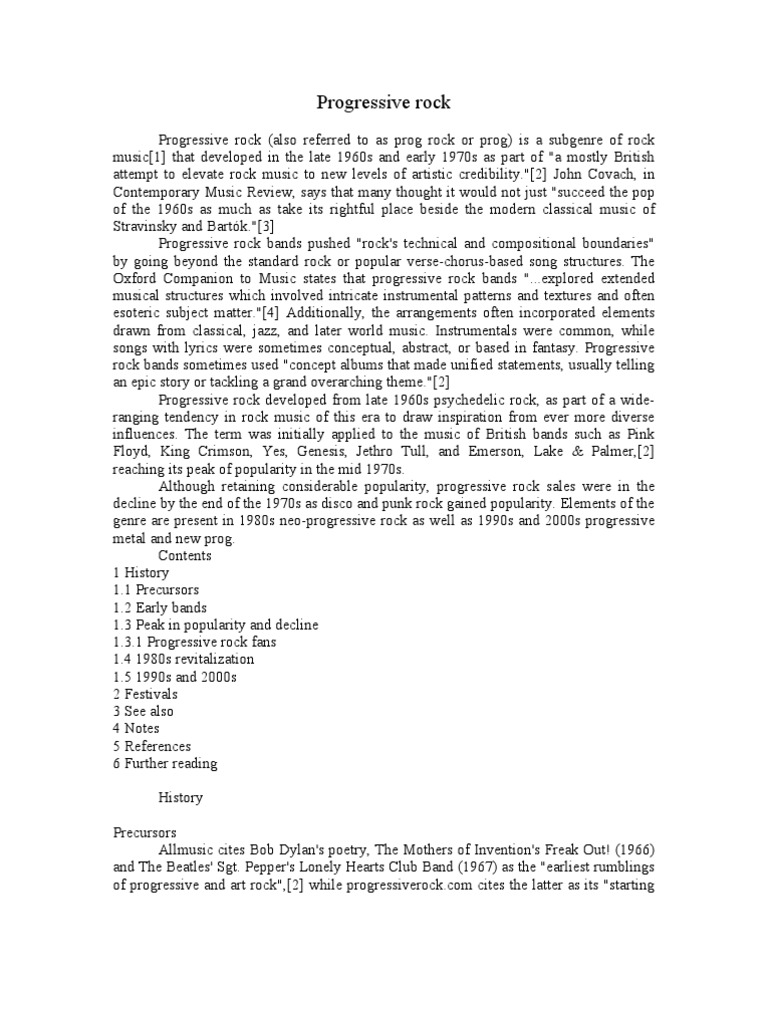 Progressive Rock | Download Free PDF | Progressive Rock | Rock Music