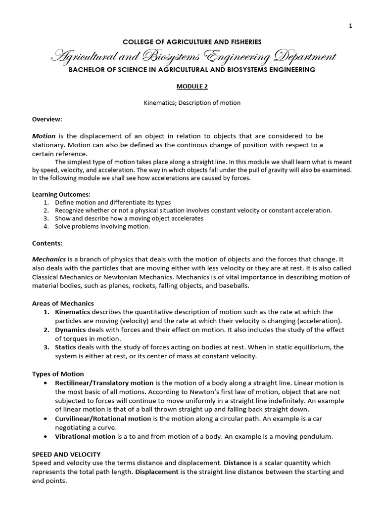 Kinematics: Motion, Speed, and Acceleration | PDF | Force | Velocity