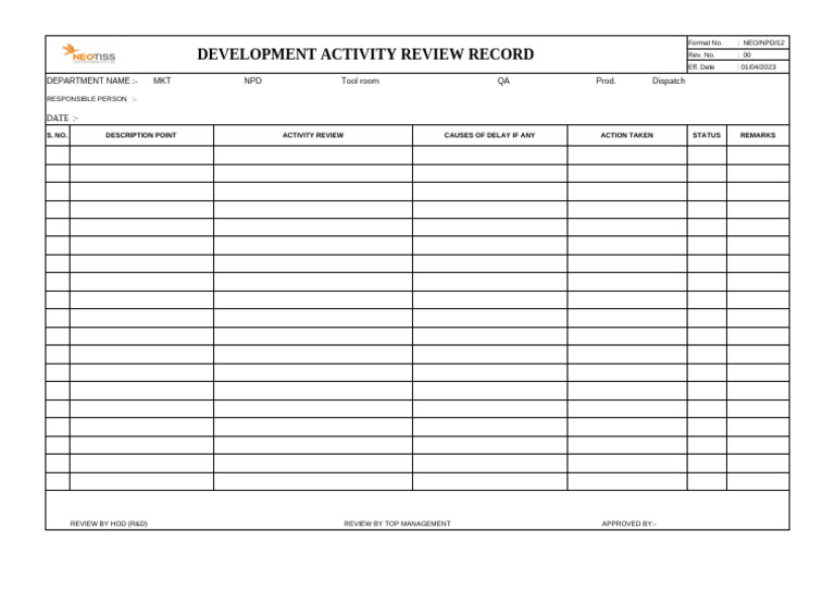 Development Activity Review Record | PDF