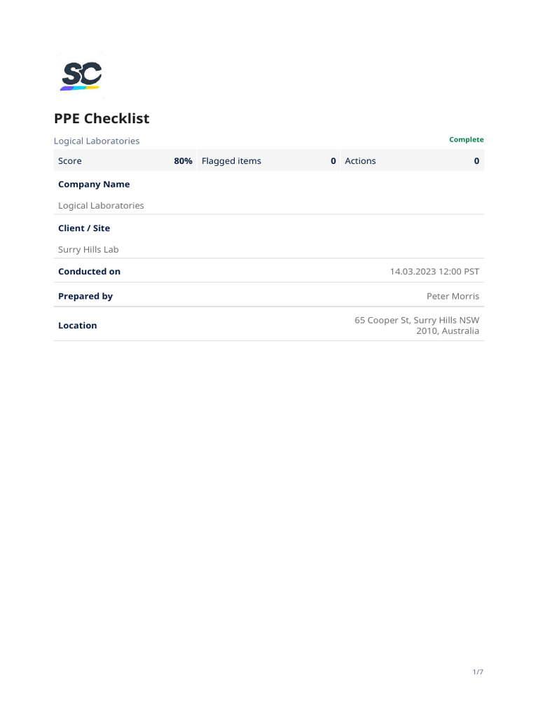 PPE Evaluation Checklist for Labs | PDF | Personal Protective Equipment ...