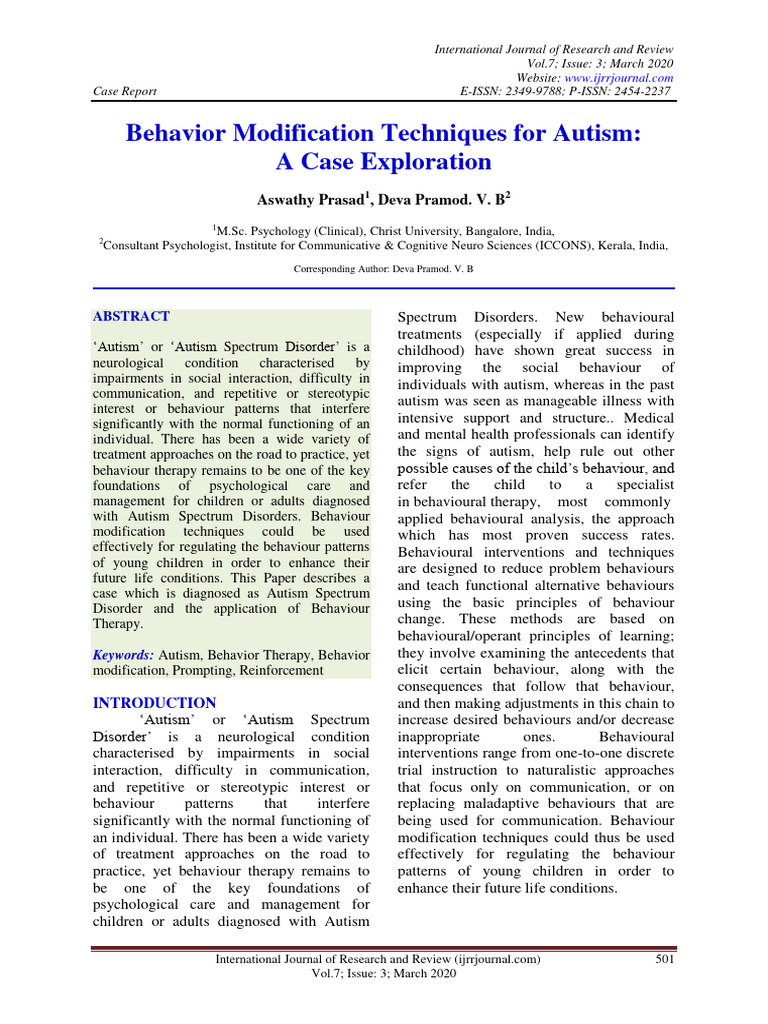 Behavior Modification Techniques For Aut | PDF | Autism | Behaviour Therapy