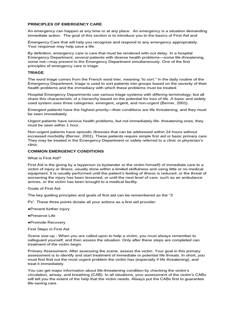 Emergency Care Principles Overview | PDF | Emergency Department | Burn