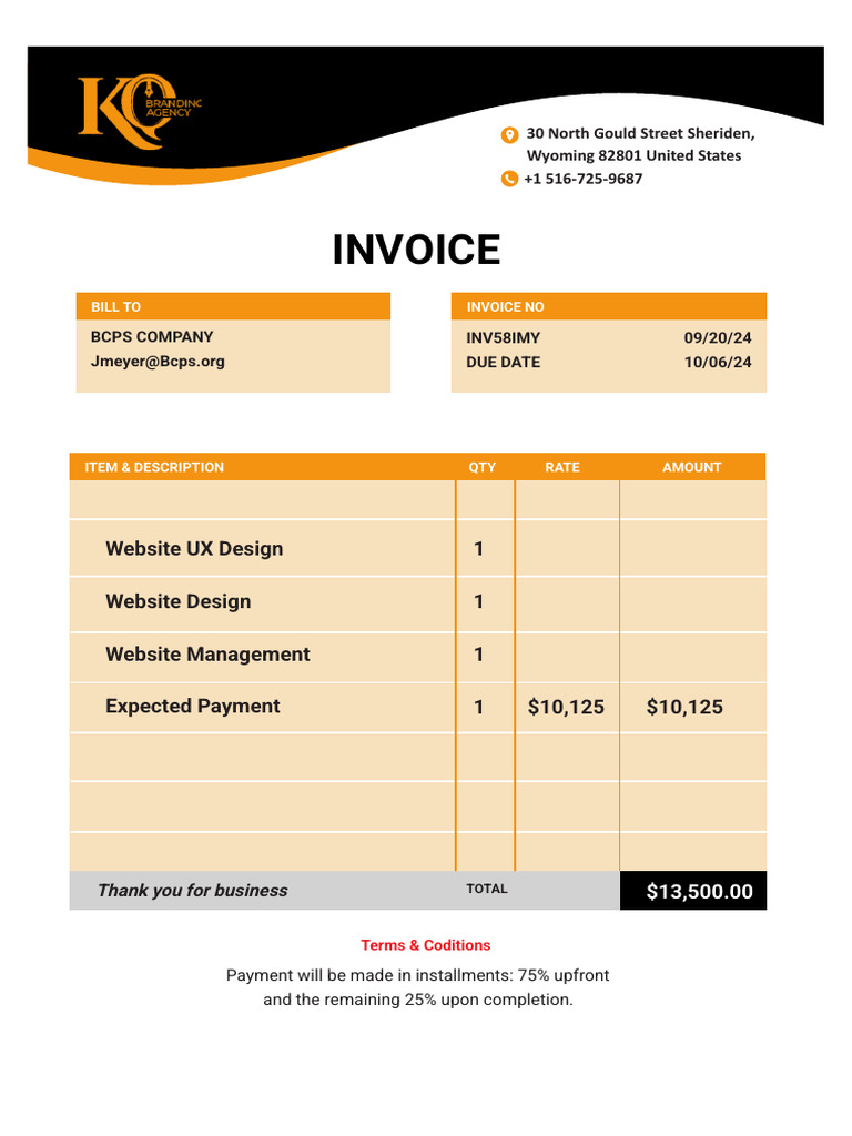 Invoice for Website Design Services | PDF