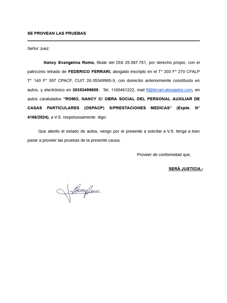 Solicita Se Provean Las Pruebas | PDF