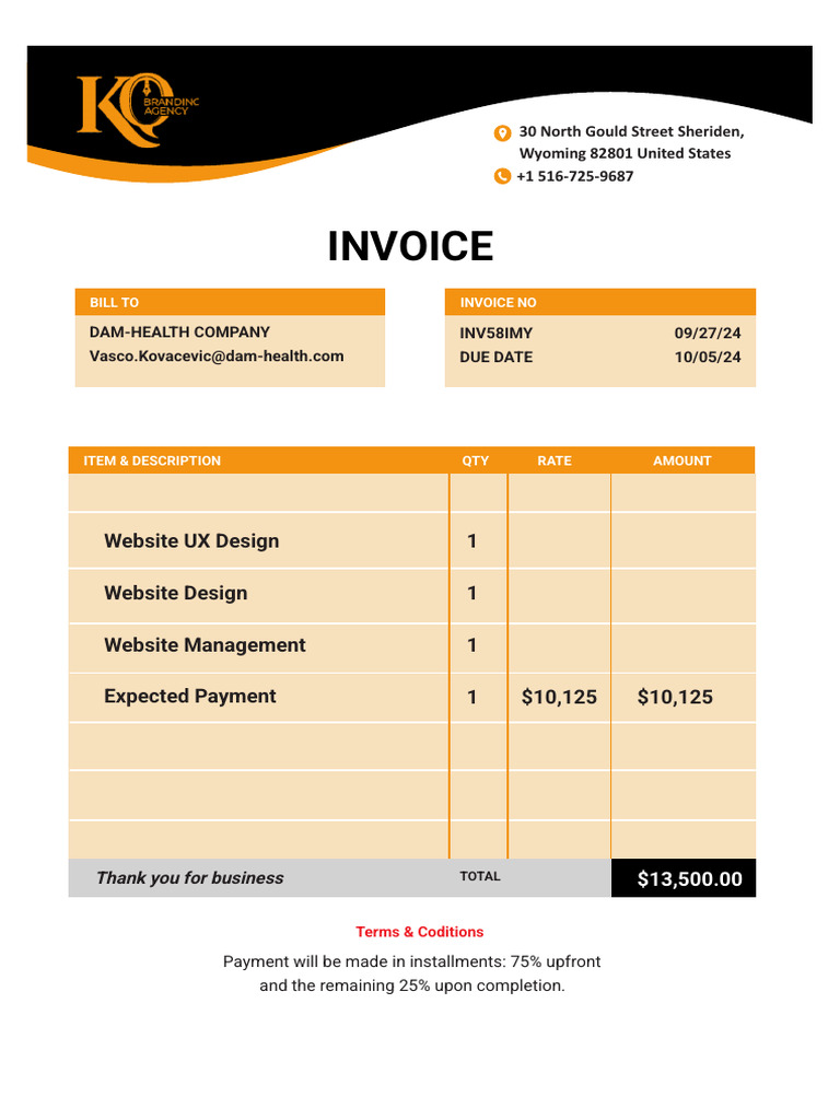 Invoice KQ & Dam Health 2024 | PDF