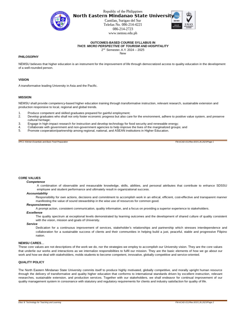 THC5 Micro Perspective of Tourism and Hospitality | PDF | Marketing ...