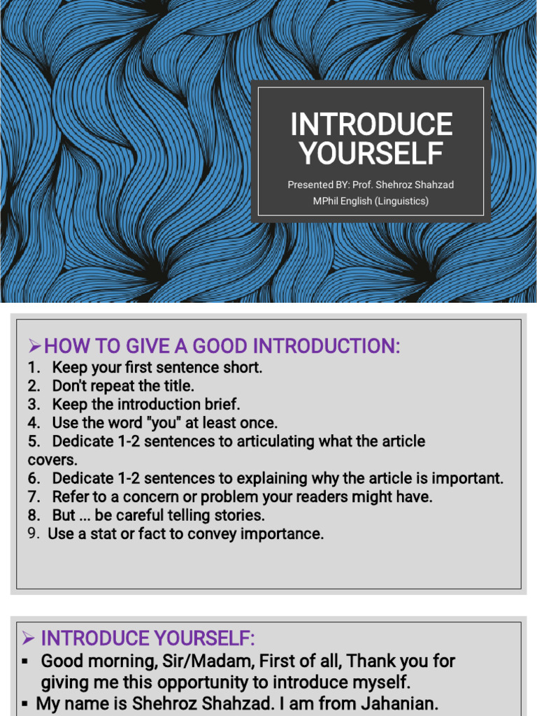 Introduce Yourself | PDF