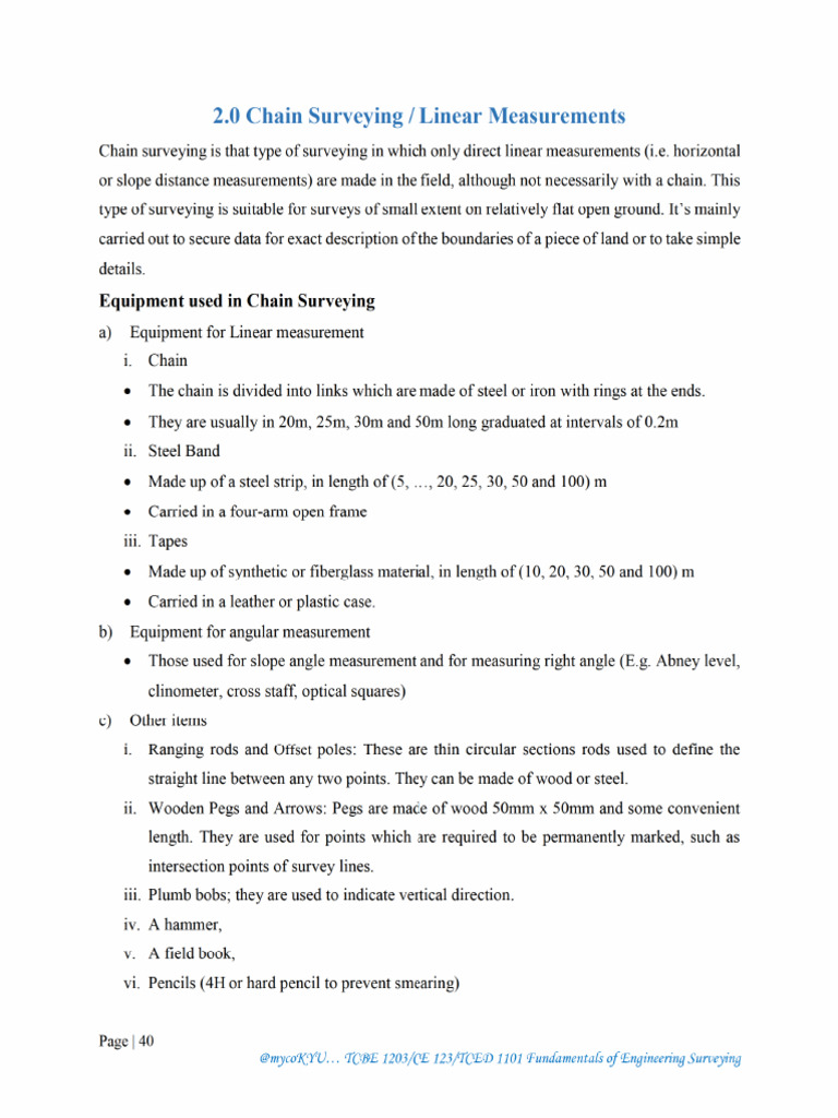 02 Chain Surveying and Linear Measurements | PDF