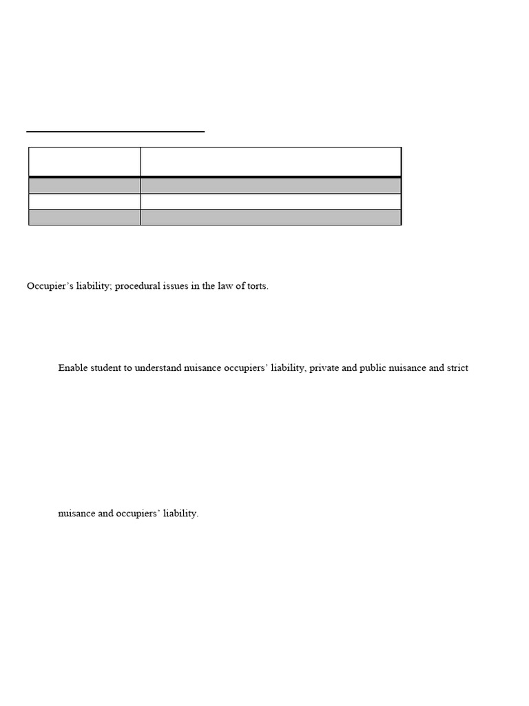 Negligence and Strict Liability Course Outline | PDF | Tort | Legal ...