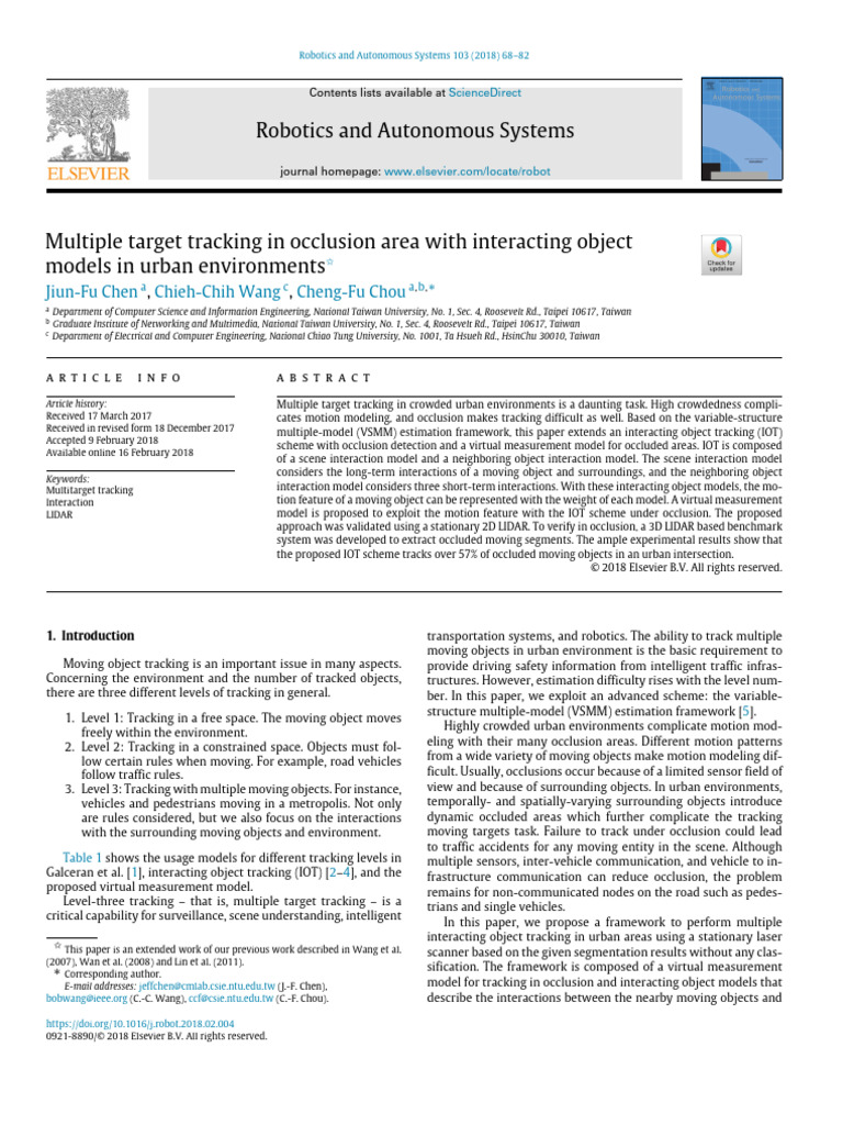 Chen, Wang, Chou - 2018 - Multiple Target Tracking in Occlusion Area With Interacting Object ...
