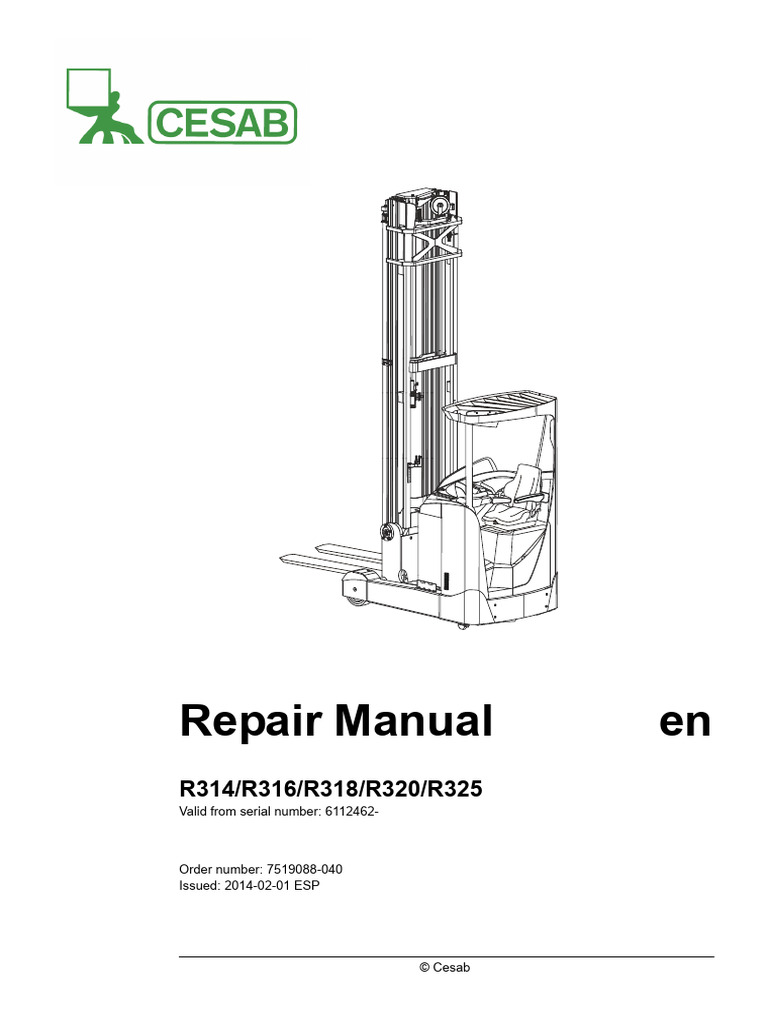 Cesab R314 Vanaf 6112462- (Nieuw Model) | PDF | Elevator | Truck