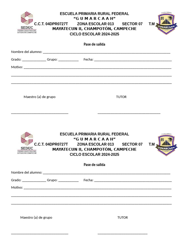 Pase de Salida Formato | PDF