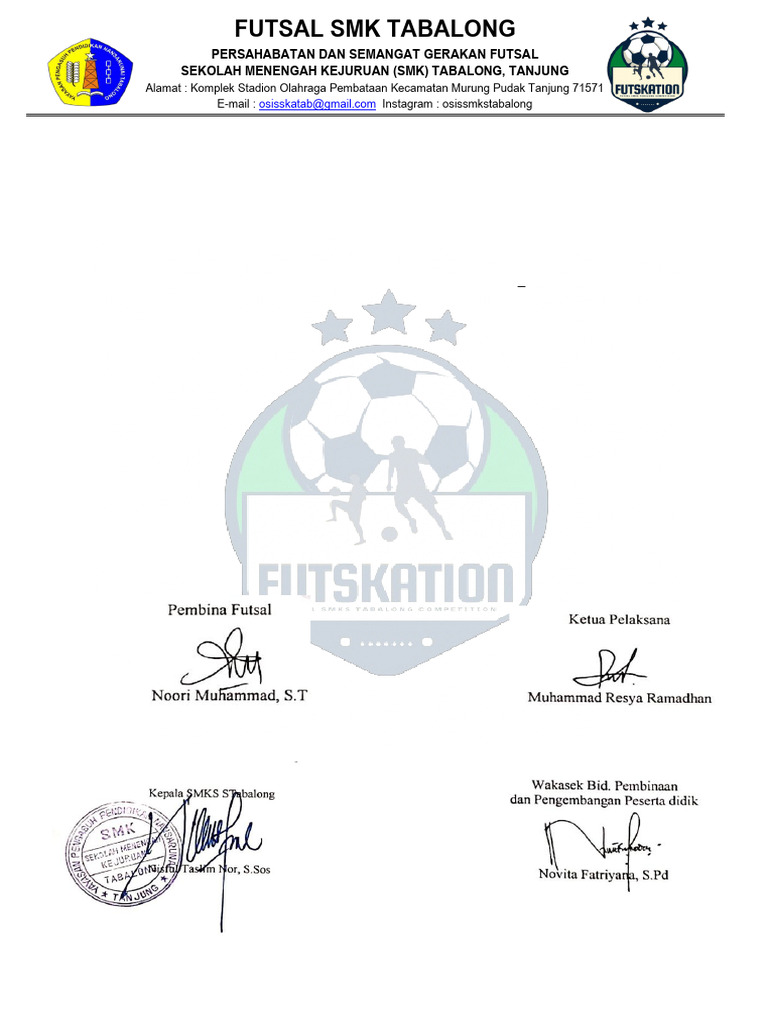 Undangan Futsal SMK Tabalong 2024 | PDF