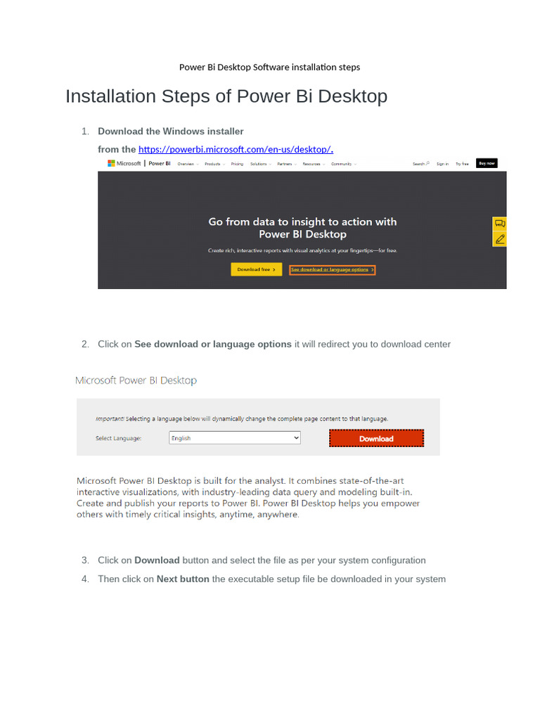 Power Bi Software Installation Steps | PDF