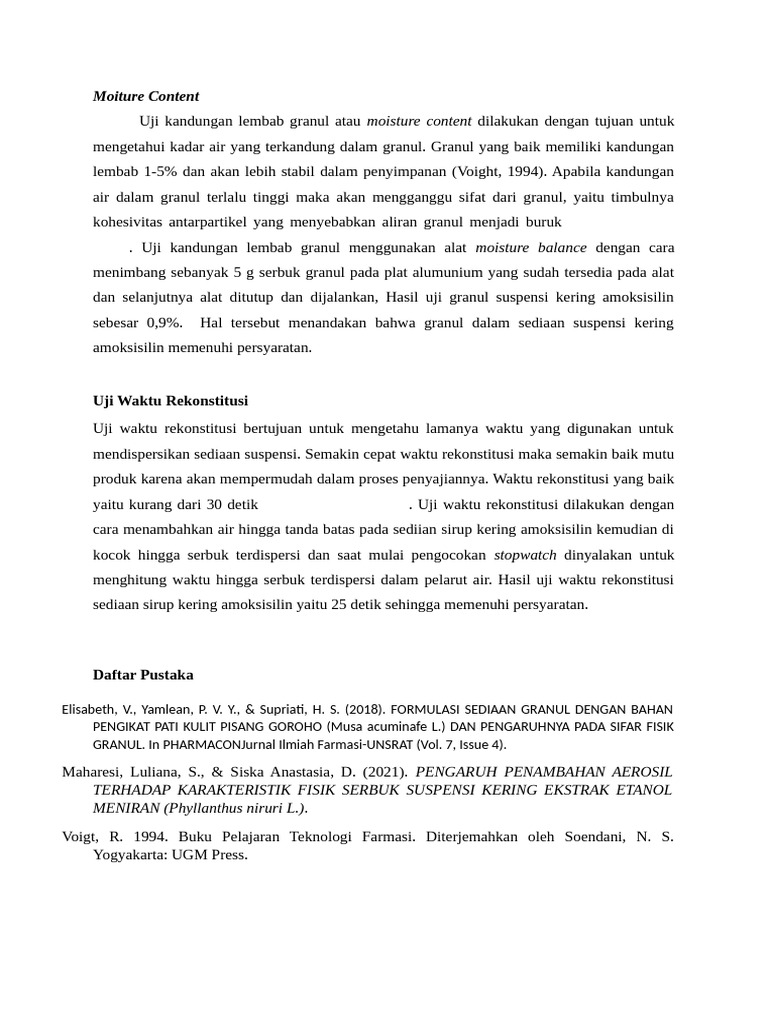 Moiture Content Dan Waktu Rekonstitusi | PDF