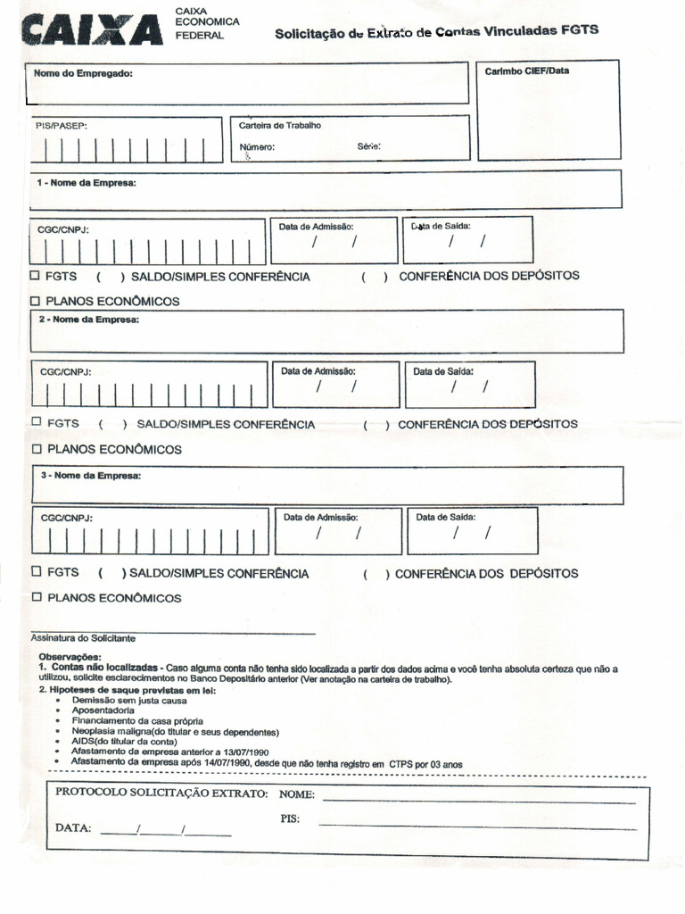 Modelo CEF para Solicitação Do Extrato Analítico | PDF