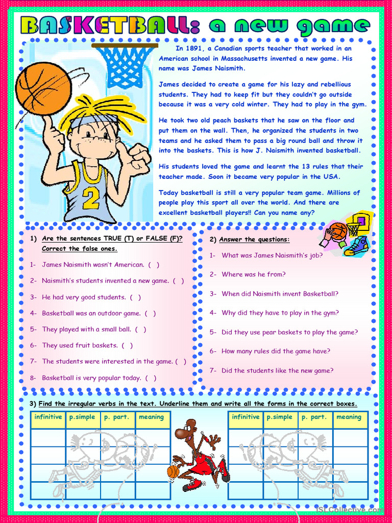 The History of Basketball - Reading Comprehension | PDF | Syntax | Grammar