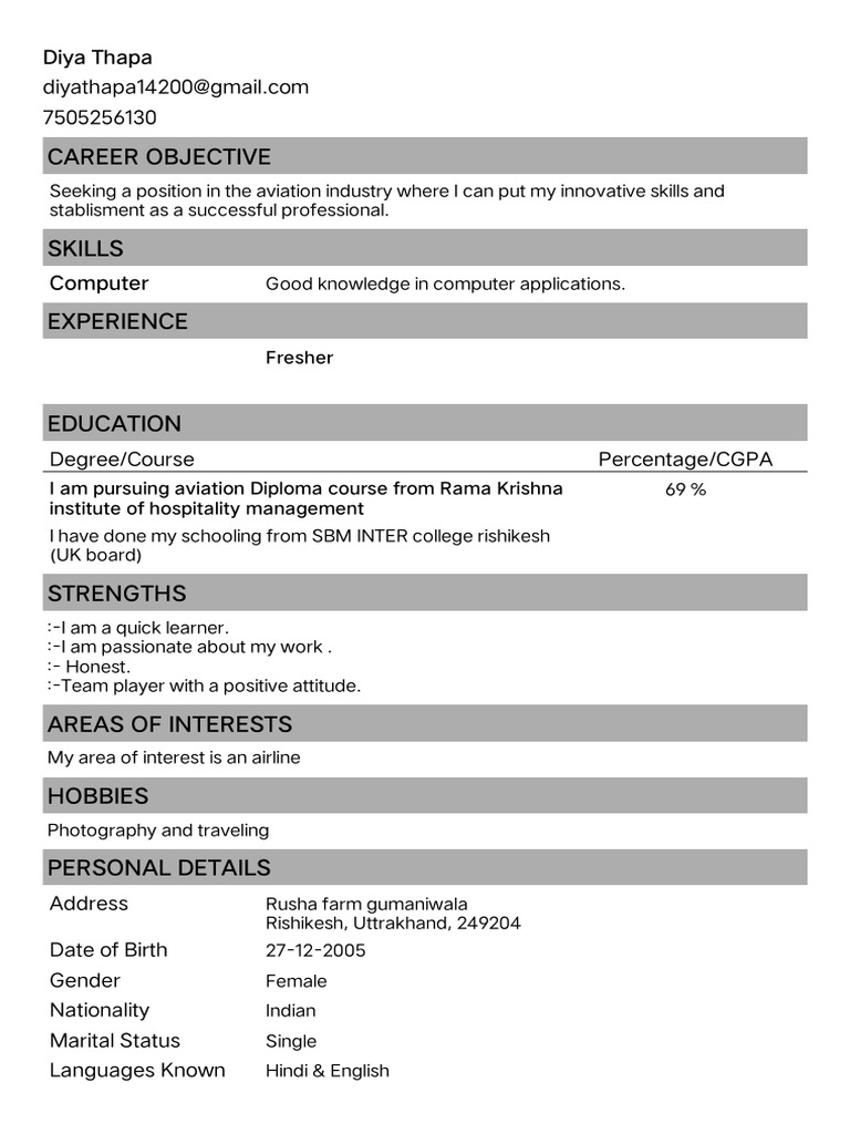 Resume_Diya_Format2 | PDF
