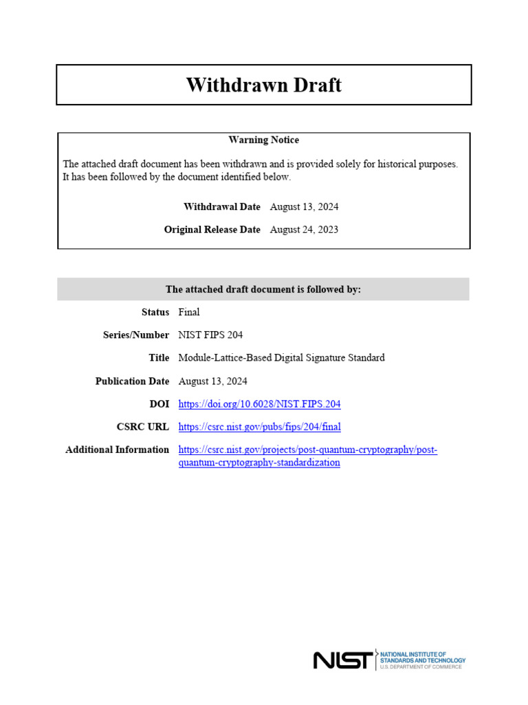 NIST.FIPS.204.ipd | PDF | Public Key Cryptography | Cryptography