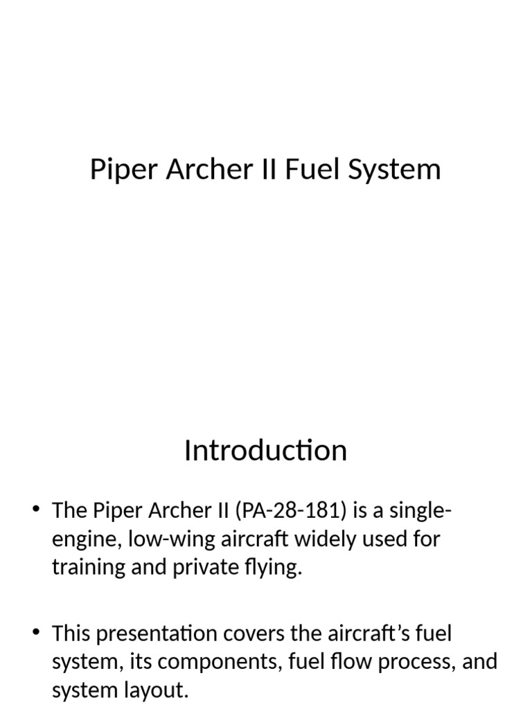 Piper Archer II Fuel System Overview | PDF