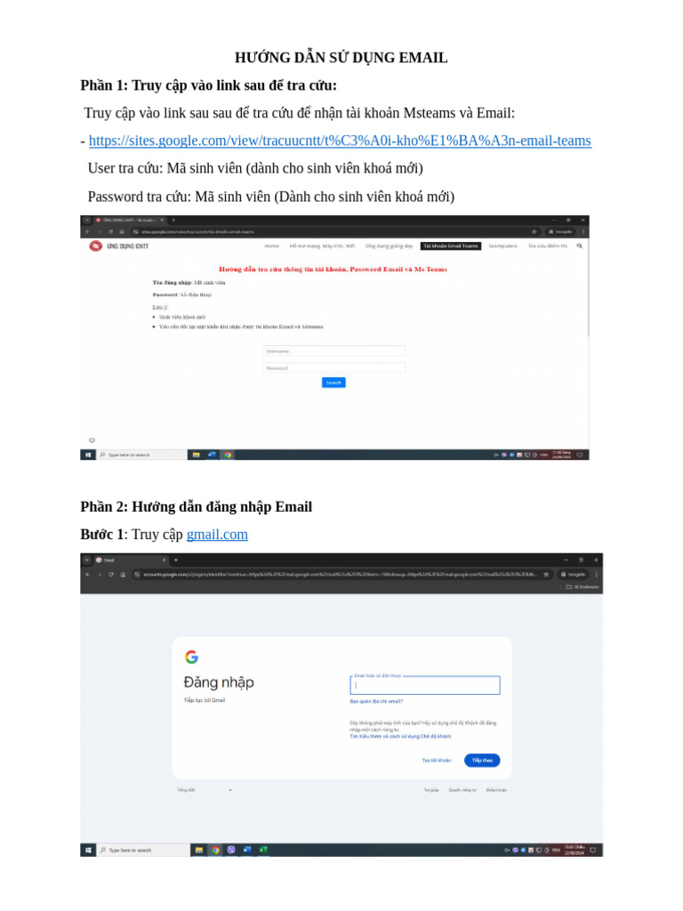 Hướng Dẫn Đăng Nhập Email FTU | PDF