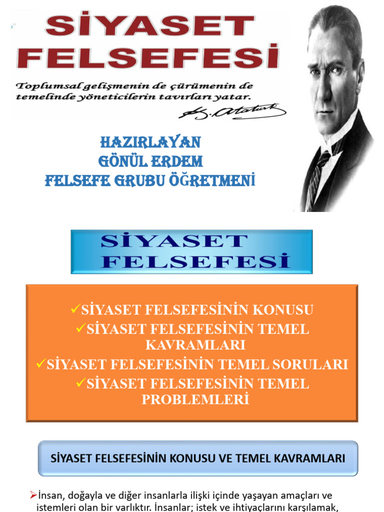 10.sinif Felsefe Dersi Siyaset Felsefesi Ders Notu | PDF