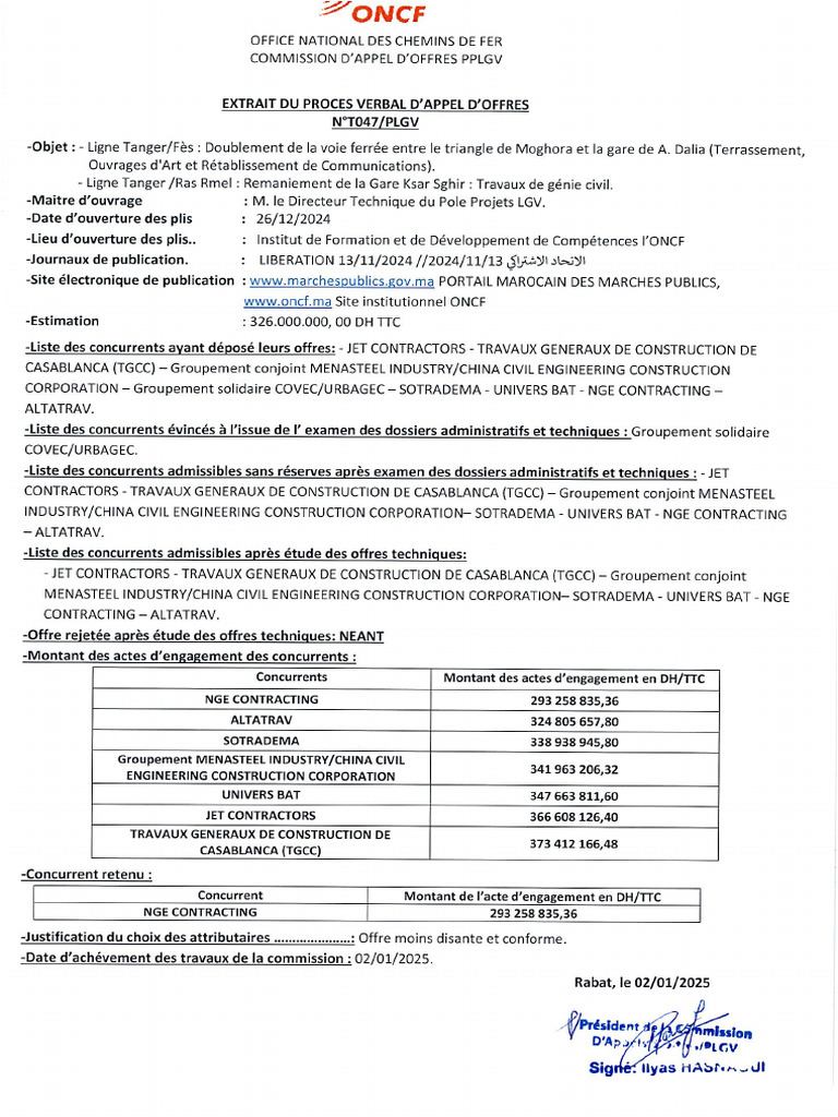 Extrait PV + RESULTAT | PDF