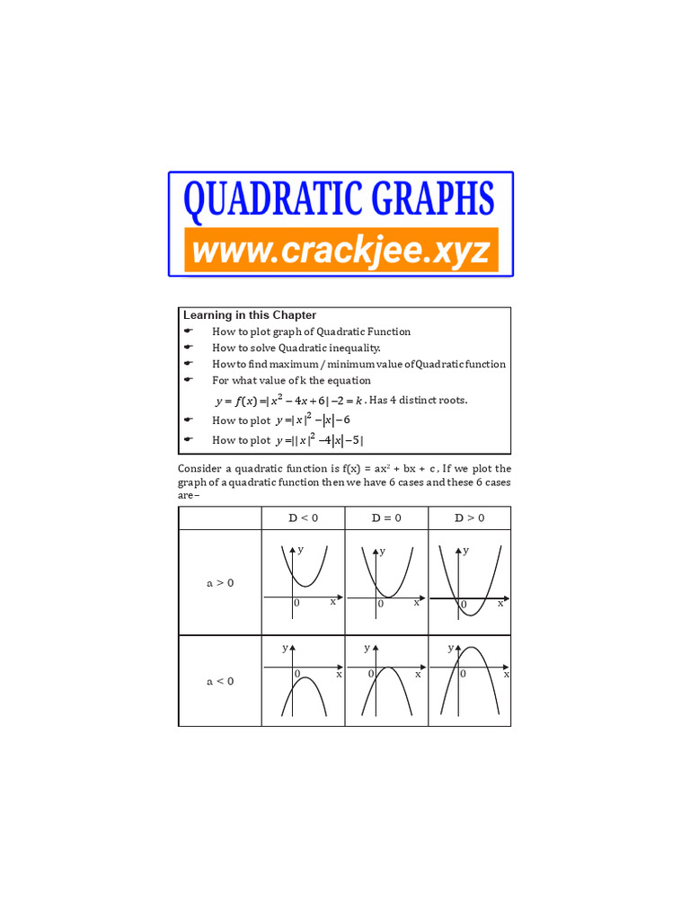 Quadratic Function Graphing Guide | PDF | Quadratic Equation ...