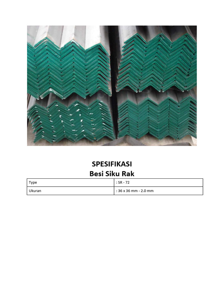 SPESIFIKASI Besi Siku Rak | PDF